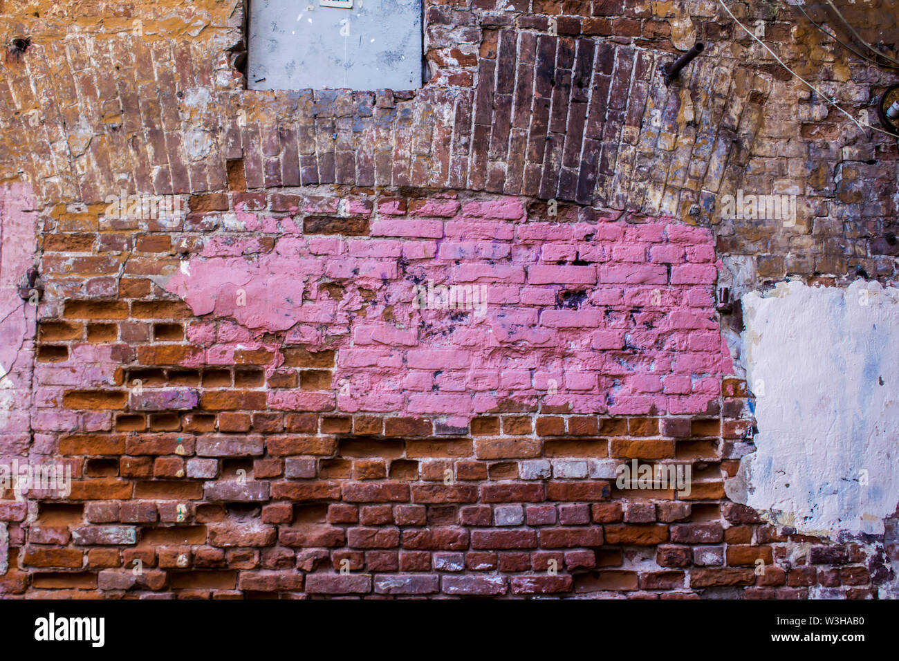 Old brick wall of a building that was built in the late nineteenth ...