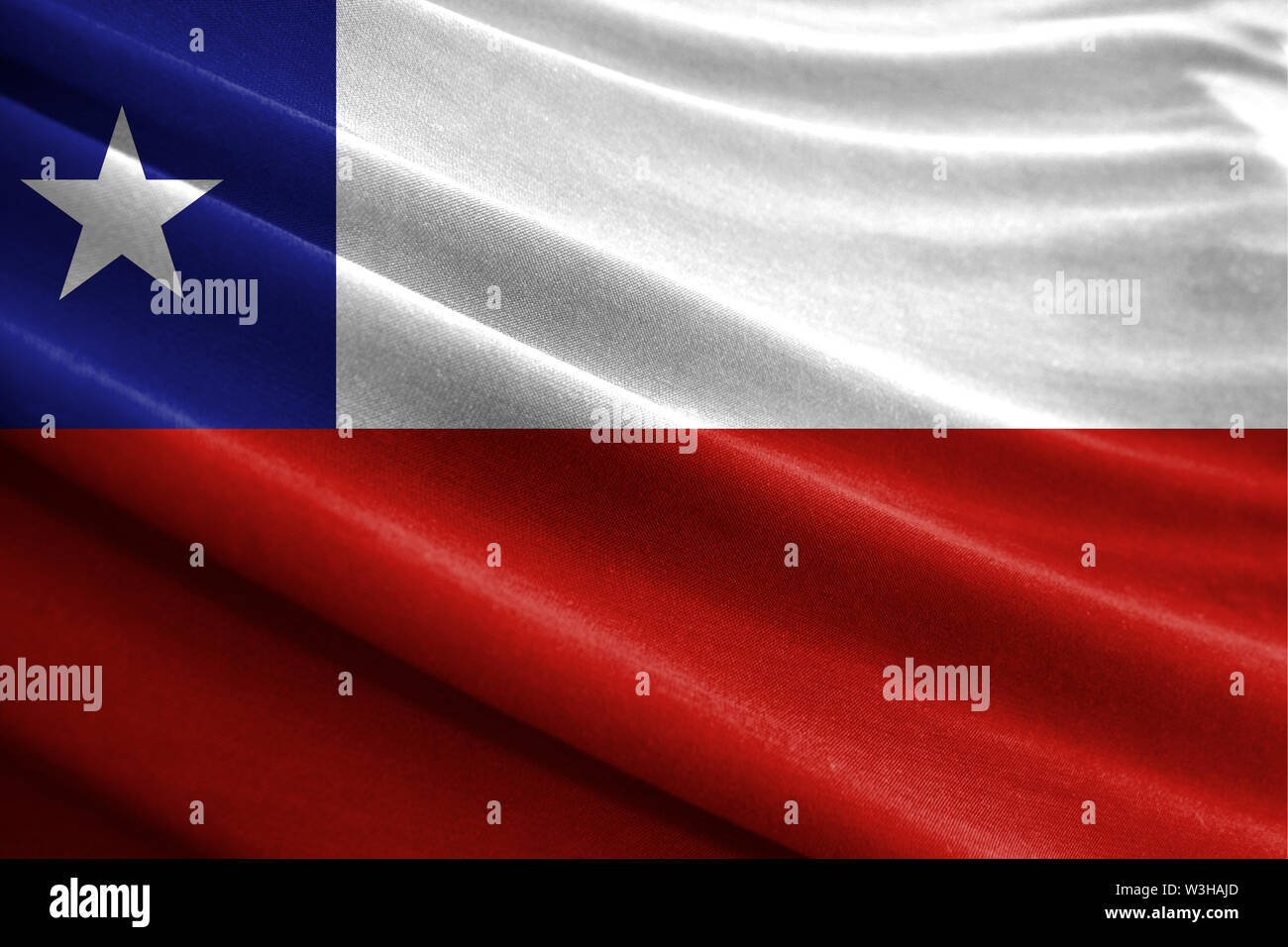 Realistic flag of Chile on the wavy surface of fabric Stock Photo - Alamy