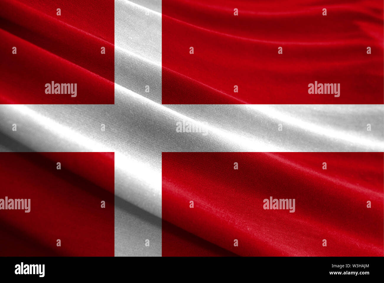 Realistic flag of Denmark on the wavy surface of fabric Stock Photo - Alamy