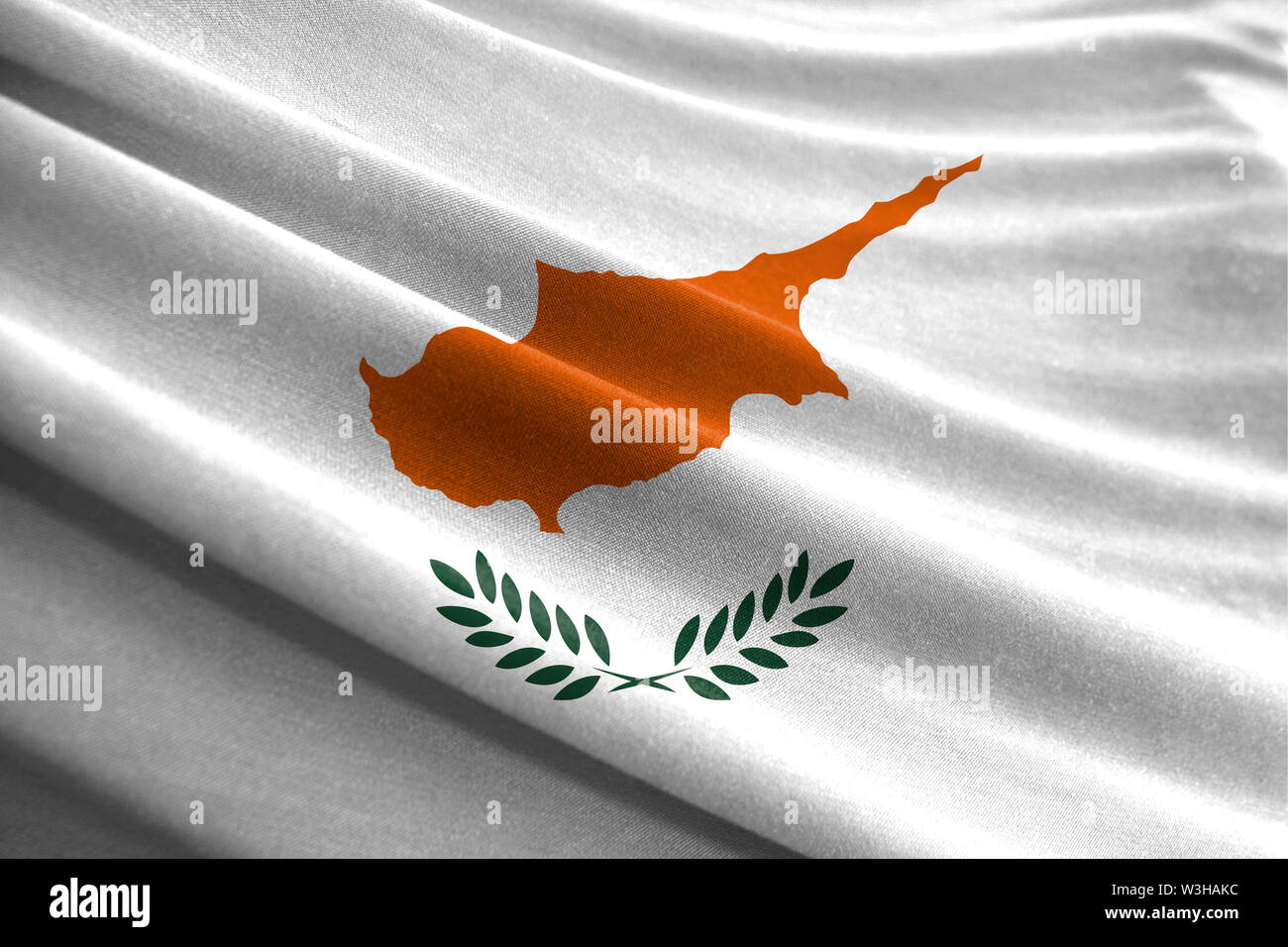 Realistic flag of Cyprus on the wavy surface of fabric Stock Photo - Alamy