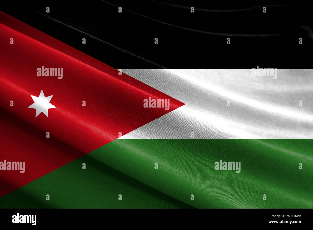 Realistic flag of Jordan on the wavy surface of fabric Stock Photo - Alamy