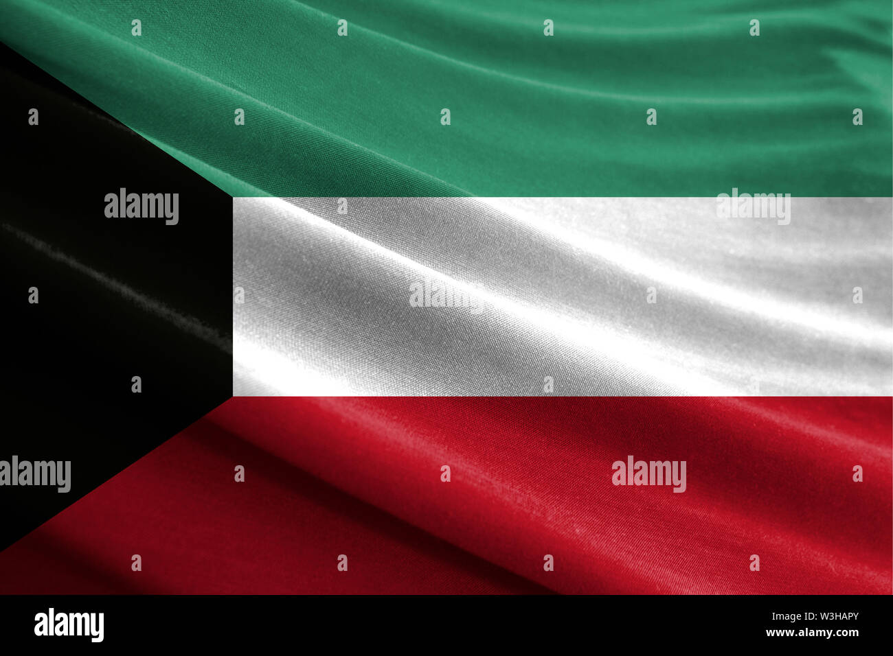 Realistic flag of Kuwait on the wavy surface of fabric Stock Photo - Alamy