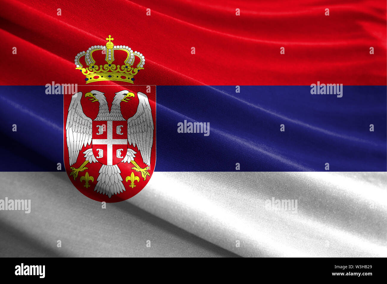 Realistic flag of Serbia on the wavy surface of fabric Stock Photo - Alamy