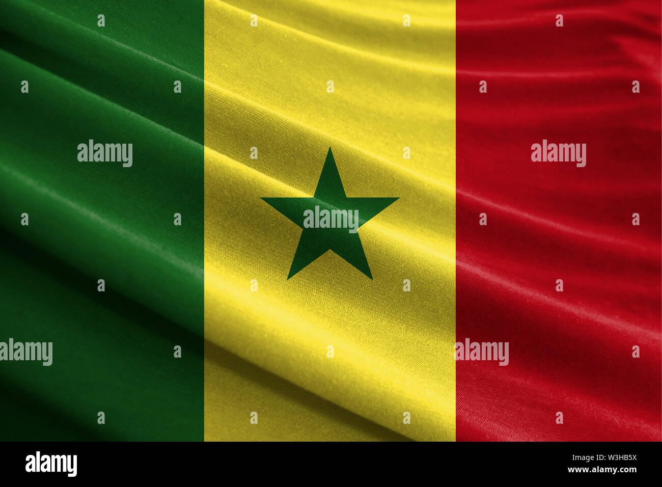 Realistic flag of Senegal on the wavy surface of fabric Stock Photo - Alamy