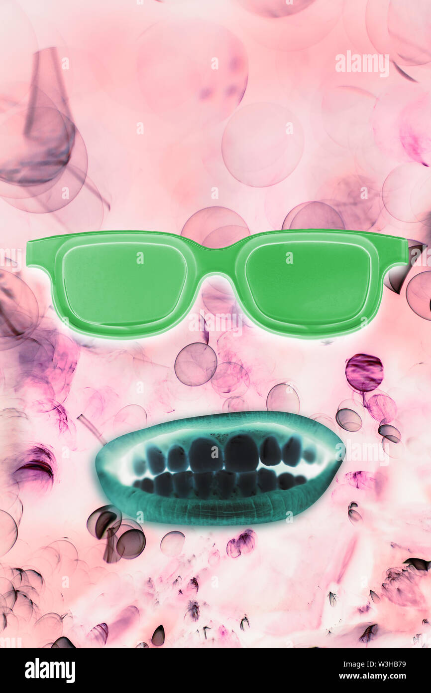 Green Glasses with open mouth shows a teeth. Beautiful Creative ...