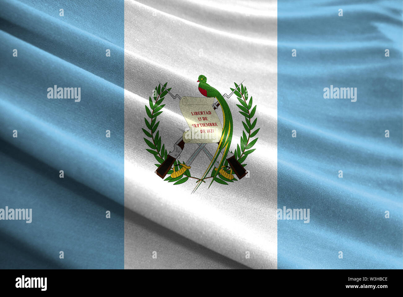 Realistic flag of Guatemala on the wavy surface of fabric Stock Photo ...