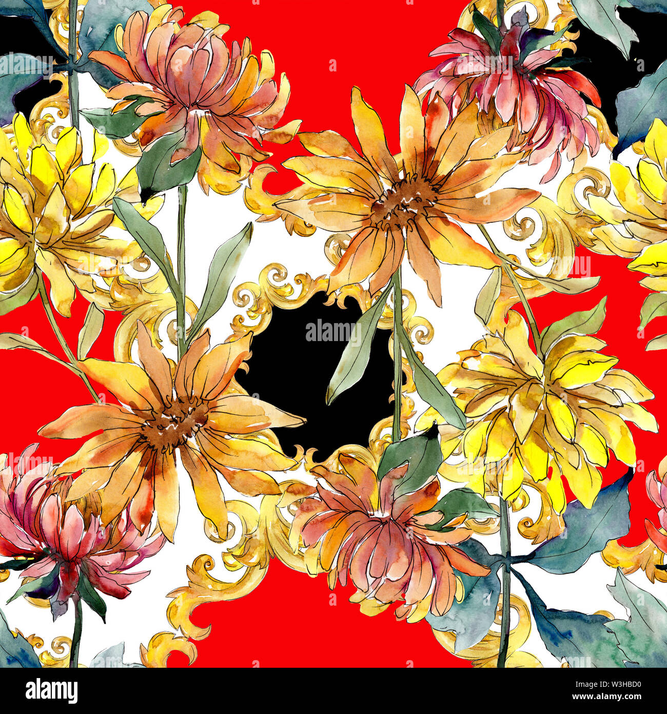 Aster floral botanical flowers. Watercolor background illustration set ...