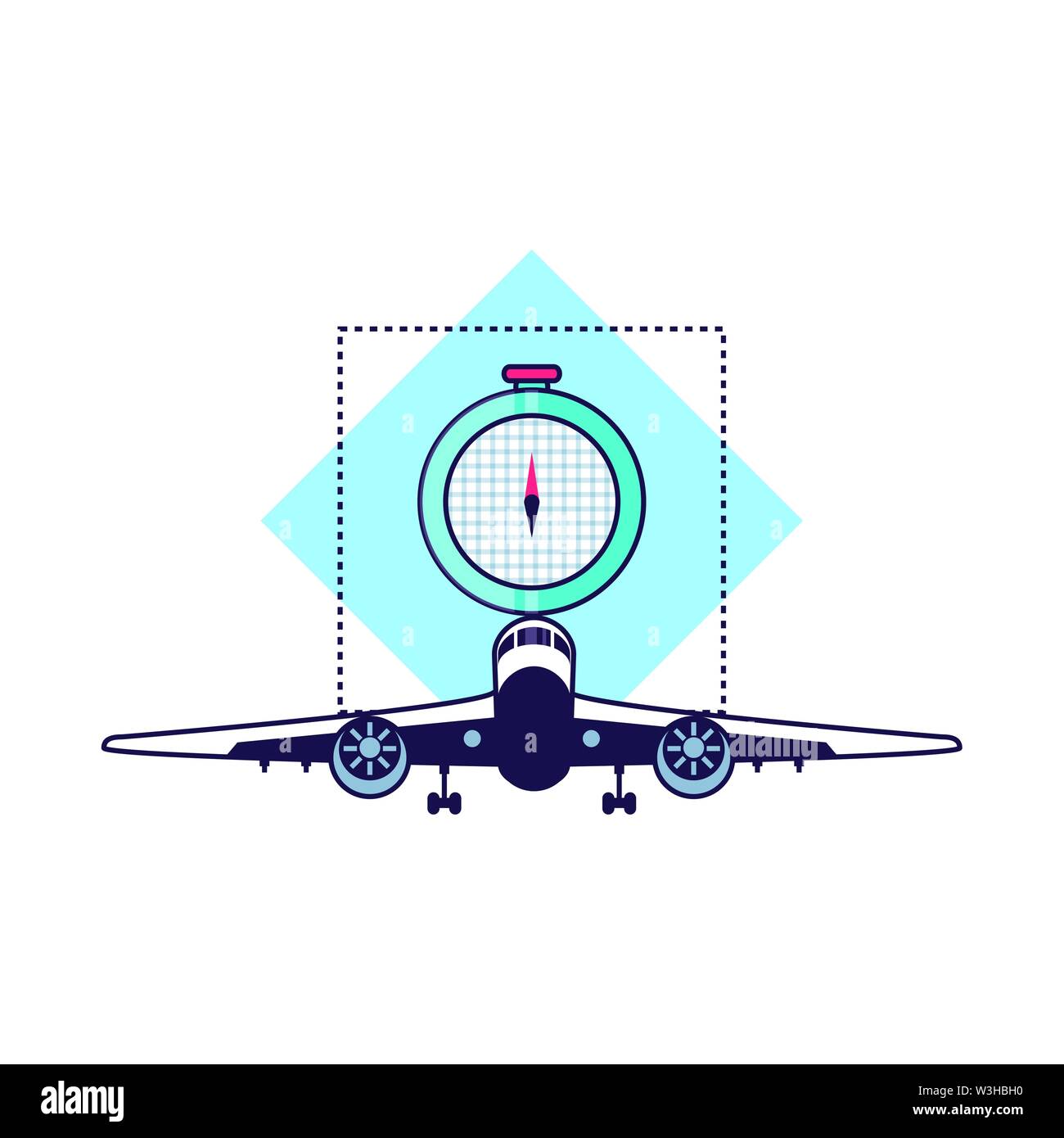 compass guide device with airplane flying vector illustration design ...