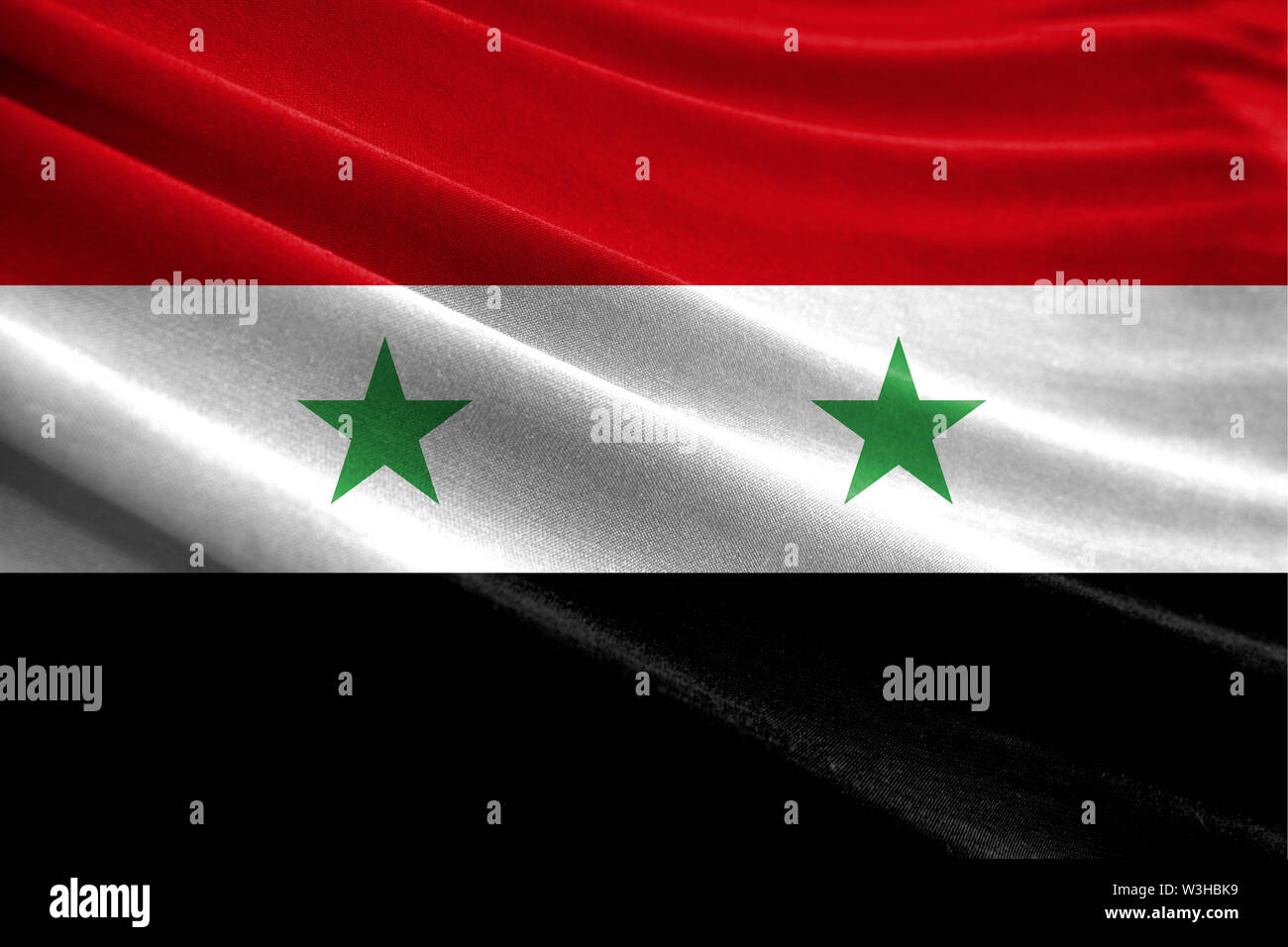 Realistic flag of Syria on the wavy surface of fabric Stock Photo - Alamy