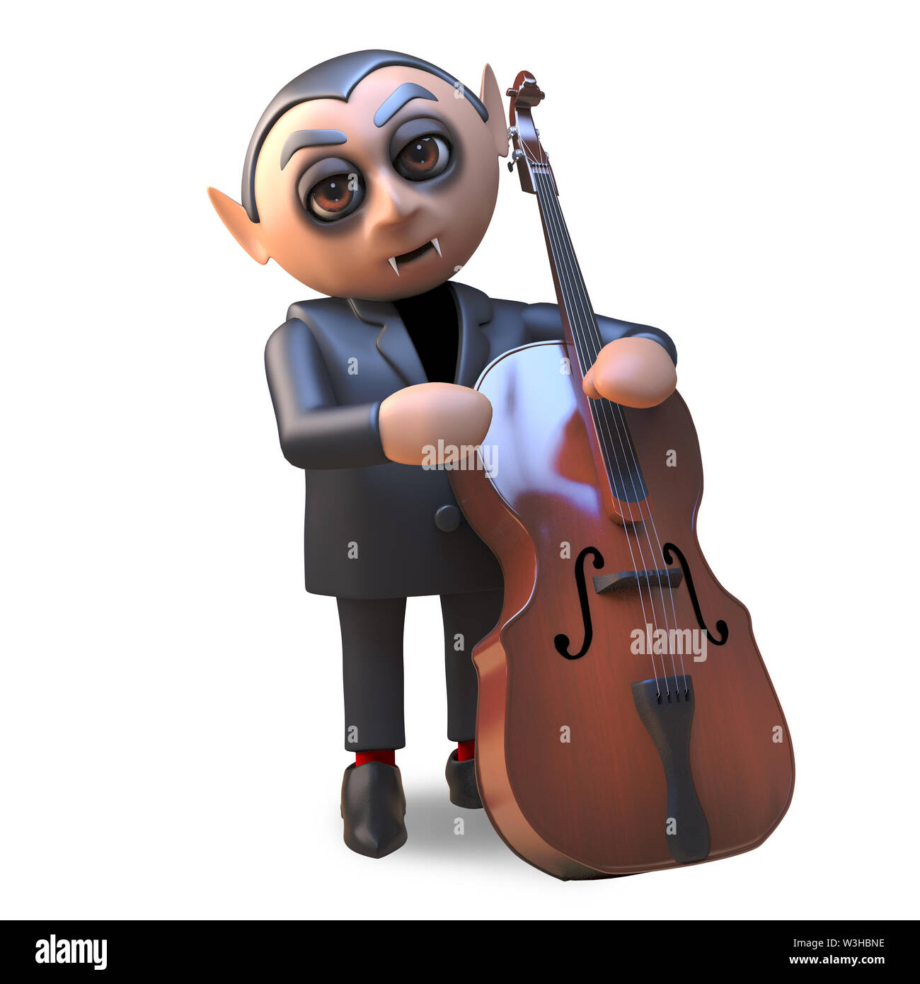 Cartoon 3d musical Halloween vampire dracula playing the double bass ...