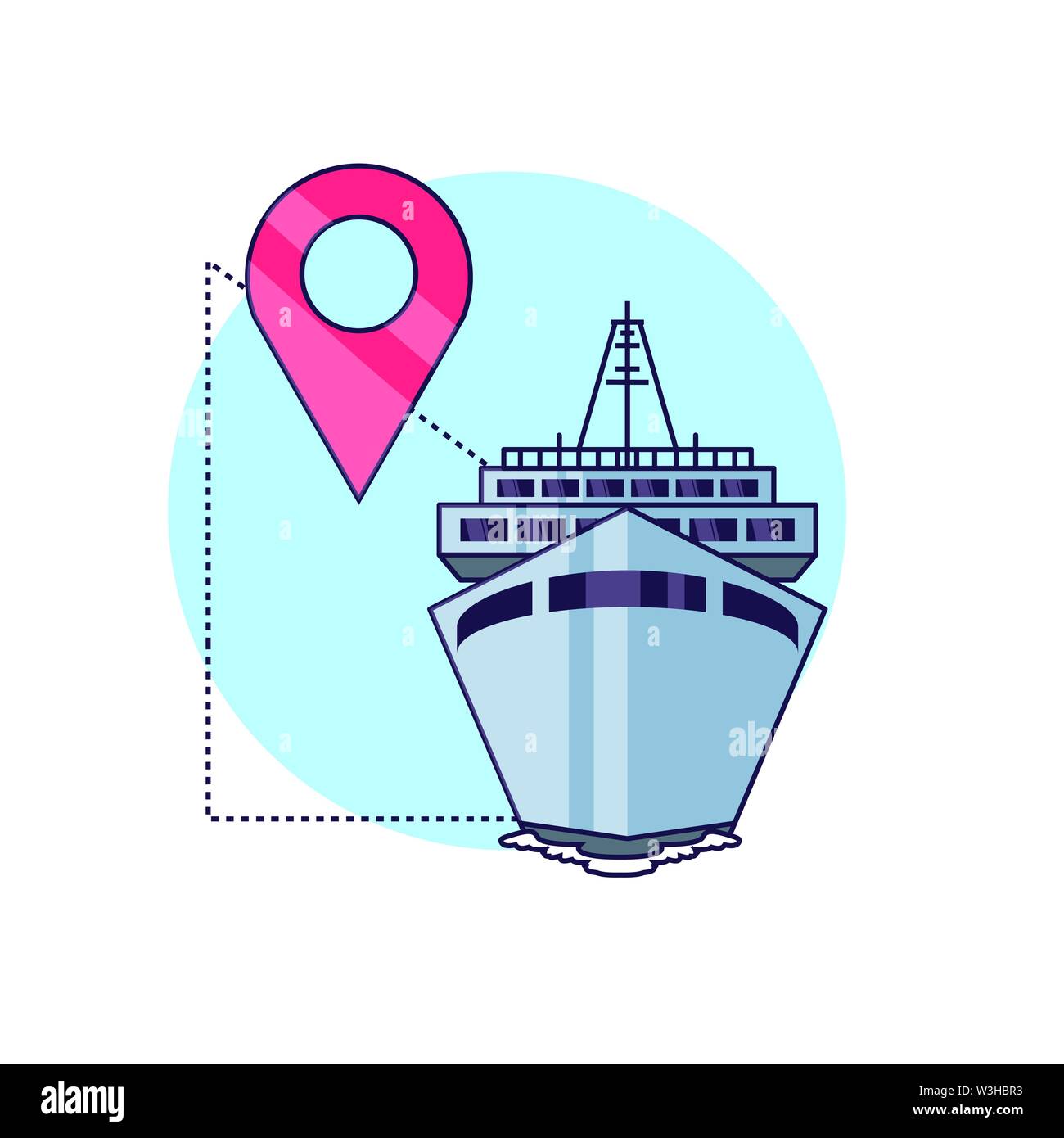ship cruise boat with pin location vector illustration design Stock ...