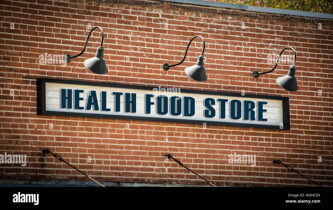 Street Sign the Direction Way to HEALTH FOOD STORE Stock Photo - Alamy