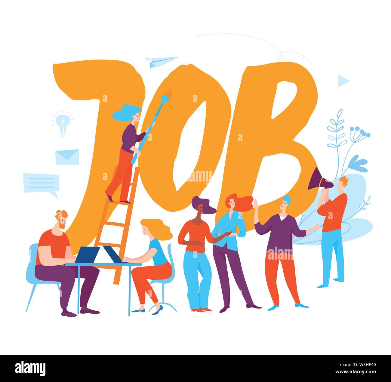 Human resource job concept vector illustration with job lettering Stock ...