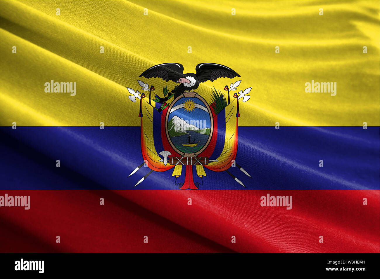 Realistic flag of Ecuador on the wavy surface of fabric Stock Photo - Alamy