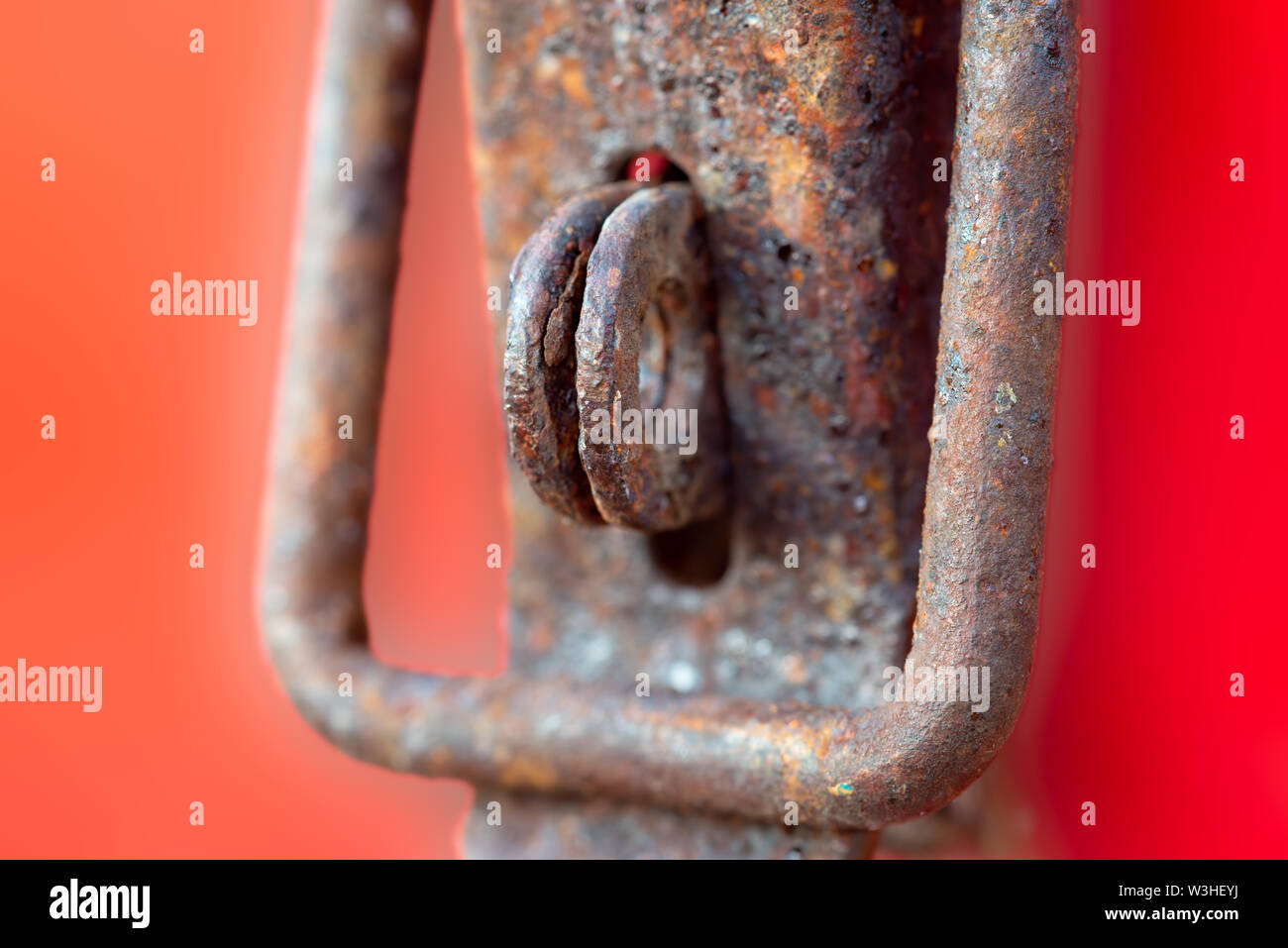 Rusty, Weathered Hasp and Staple on Orange, Red Background Stock Photo ...
