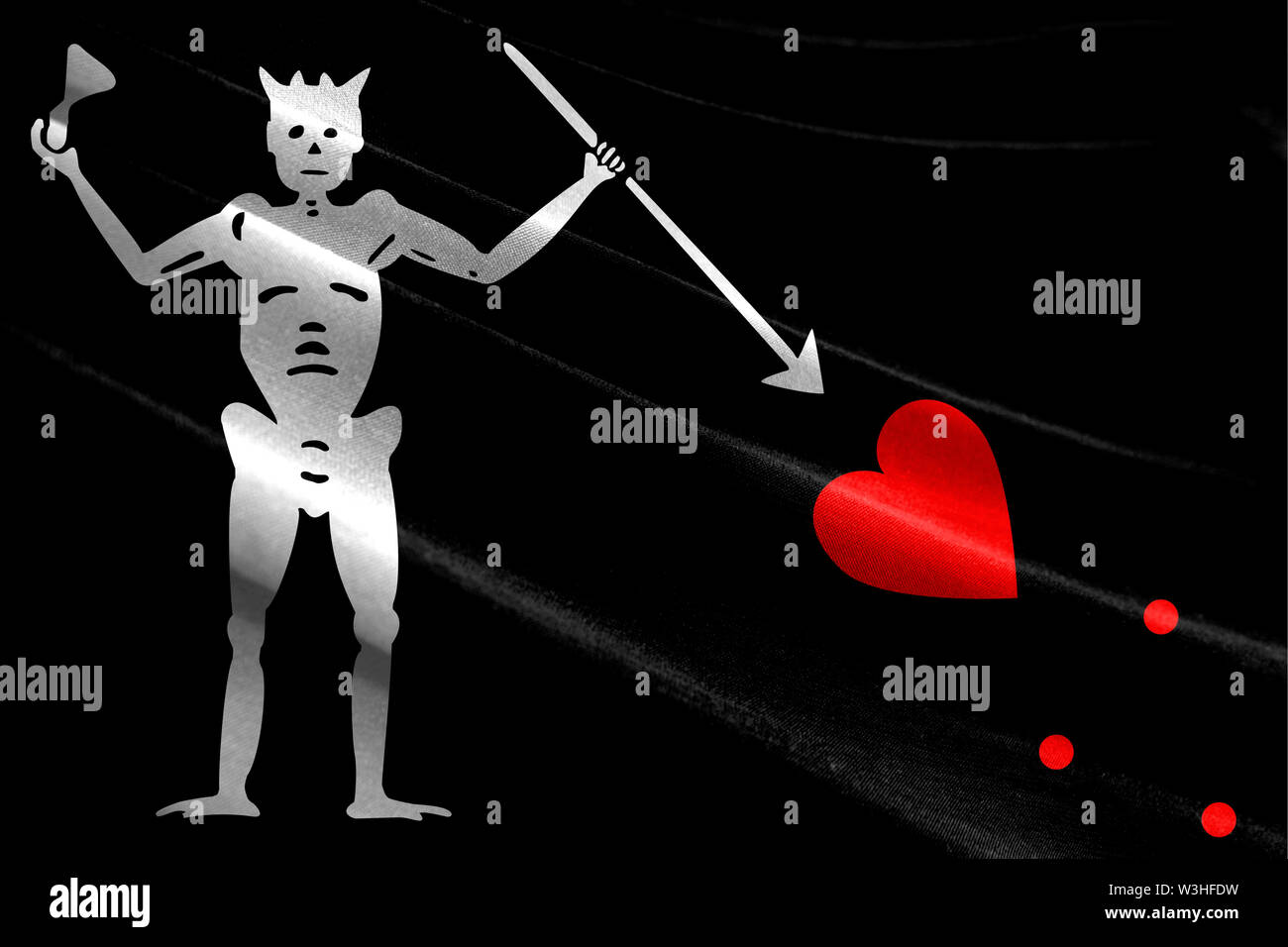 Realistic flag of Blackbeard Pirate on the wavy surface of fabric Stock ...