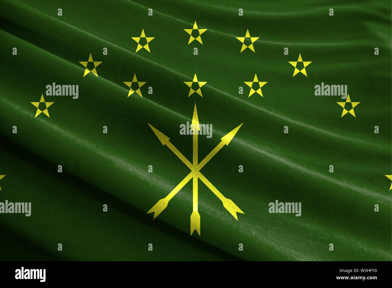 Realistic flag of Adygea on the wavy surface of fabric Stock Photo - Alamy