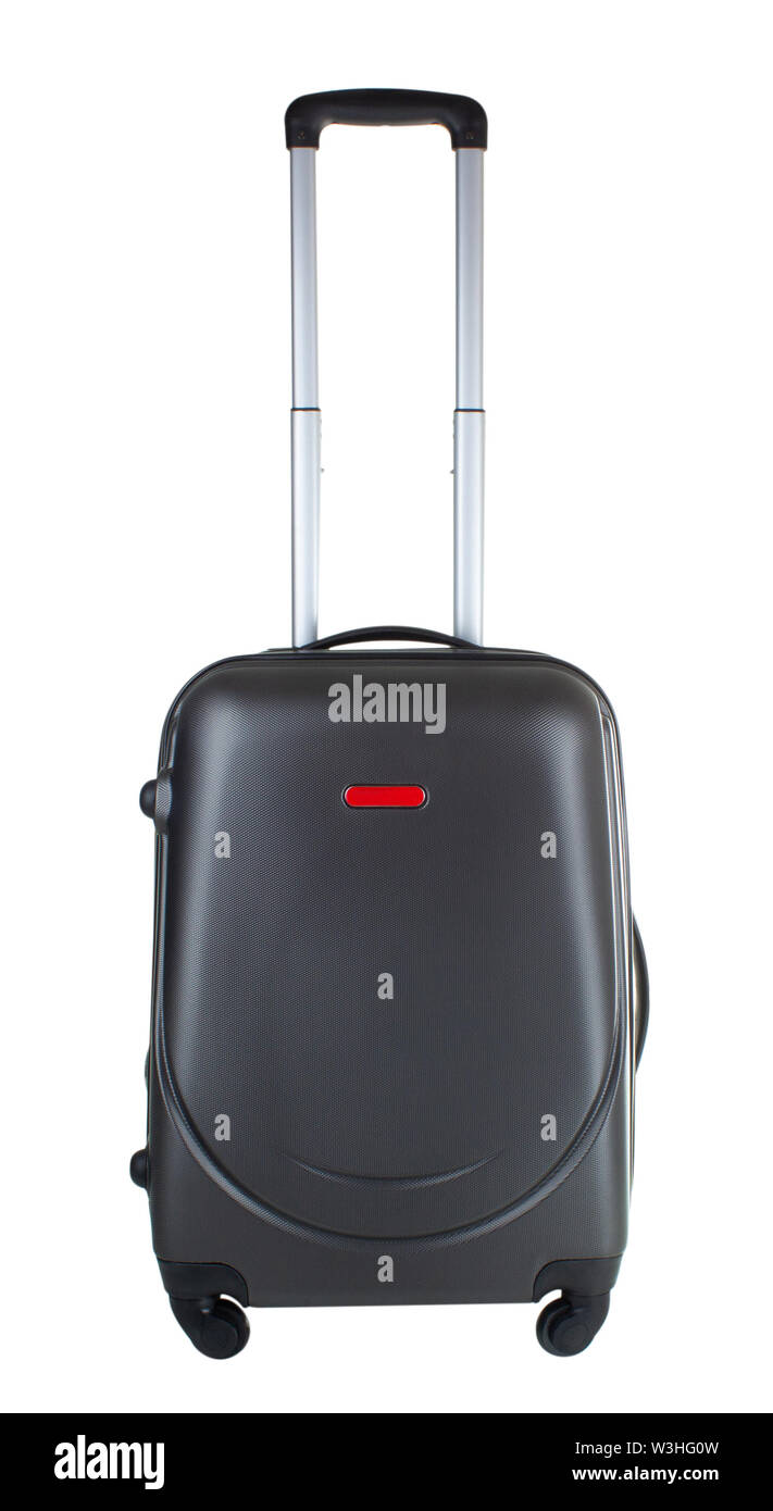 suitcase with long telescopic handle isolated on white background Stock ...