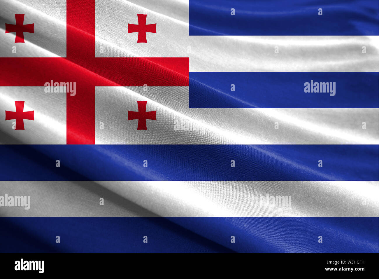 Realistic flag of Adjara on the wavy surface of fabric Stock Photo - Alamy