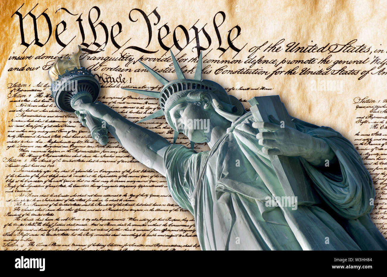 Statue of Liberty and We the People Stock Photo - Alamy