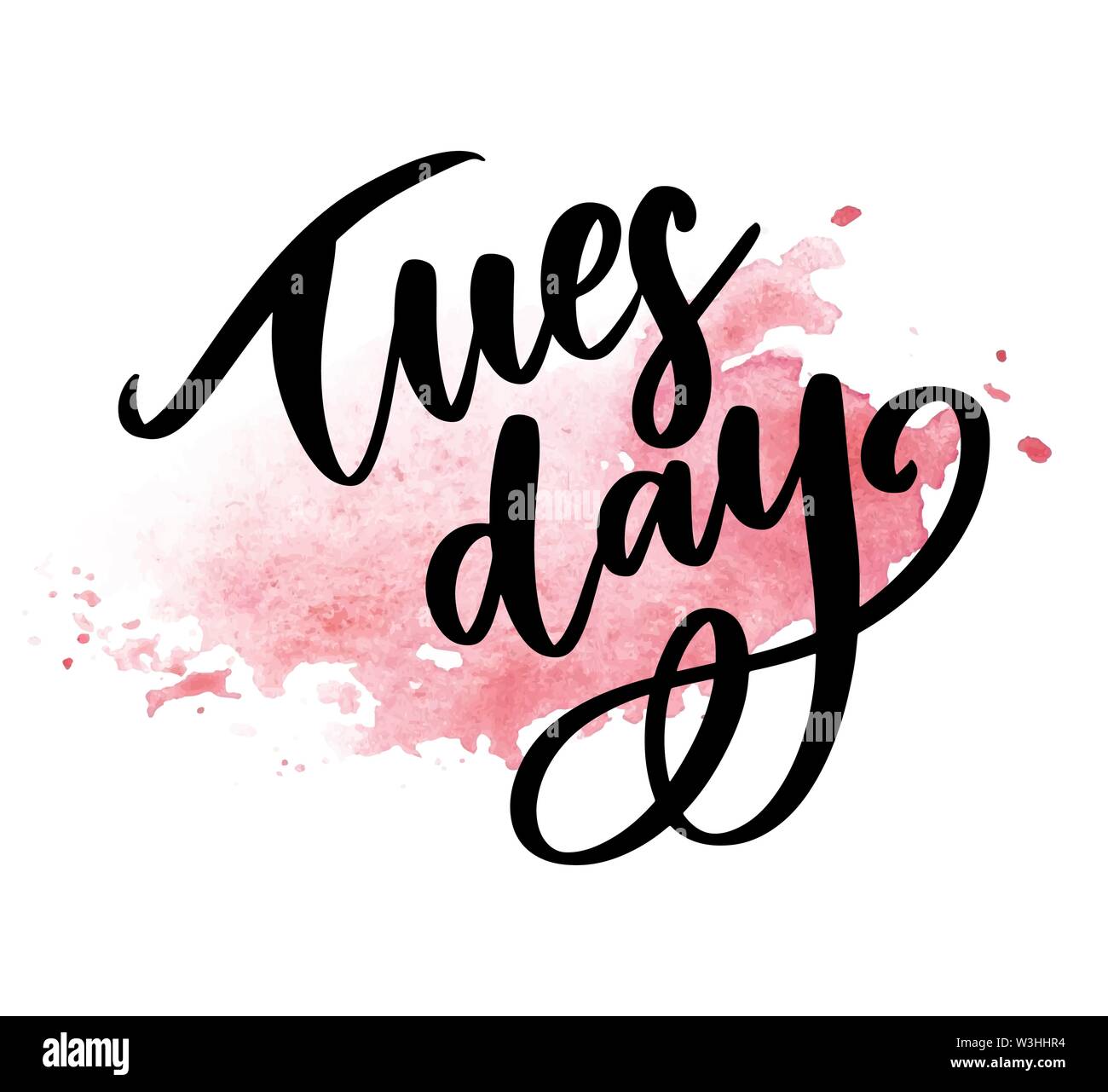 Hello Tuesday words. Quote design. Hand drawn ink lettering. Sticker ...