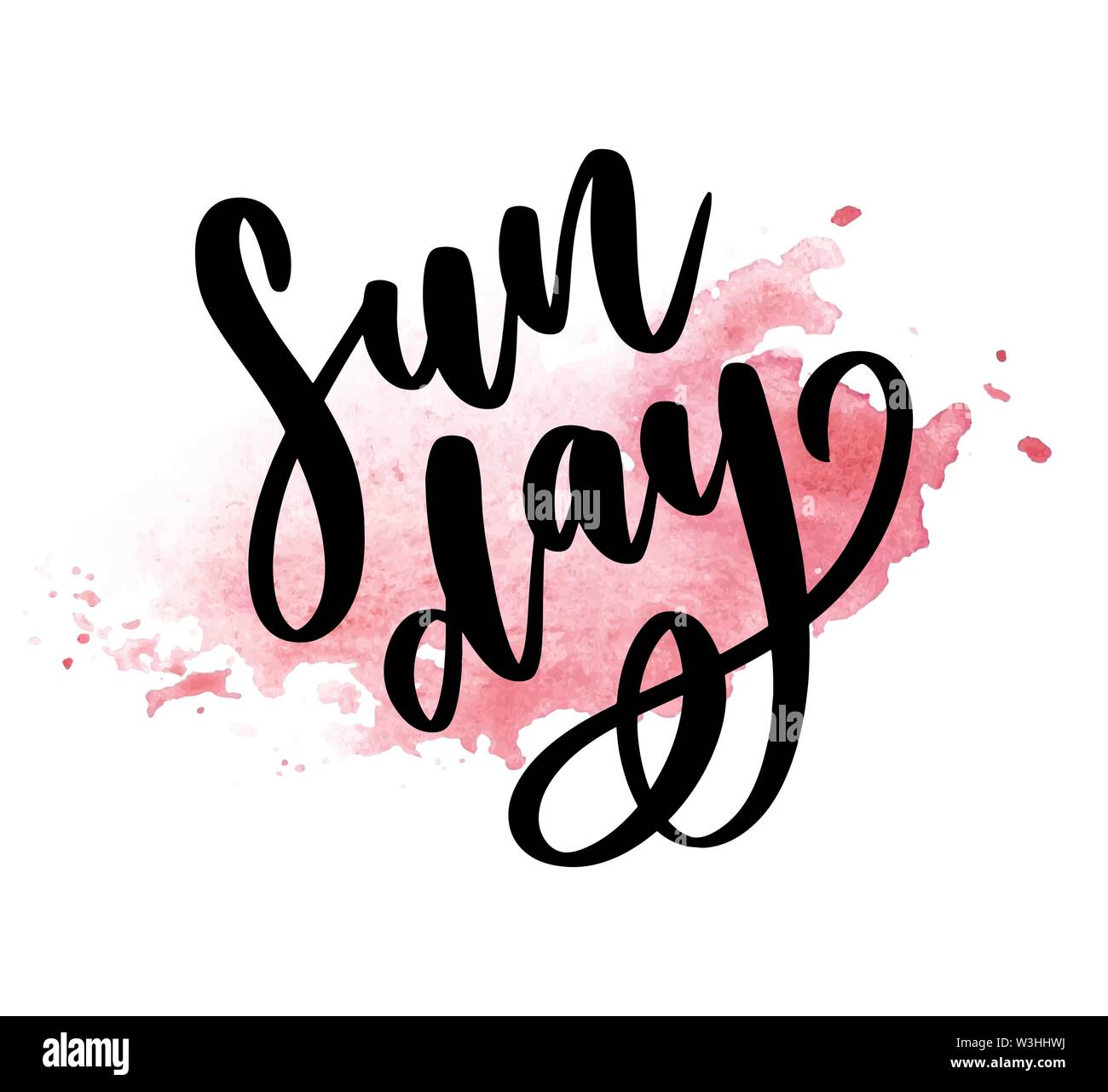 Sunday - Vector hand drawn lettering phrase. Modern brush calligraphy ...