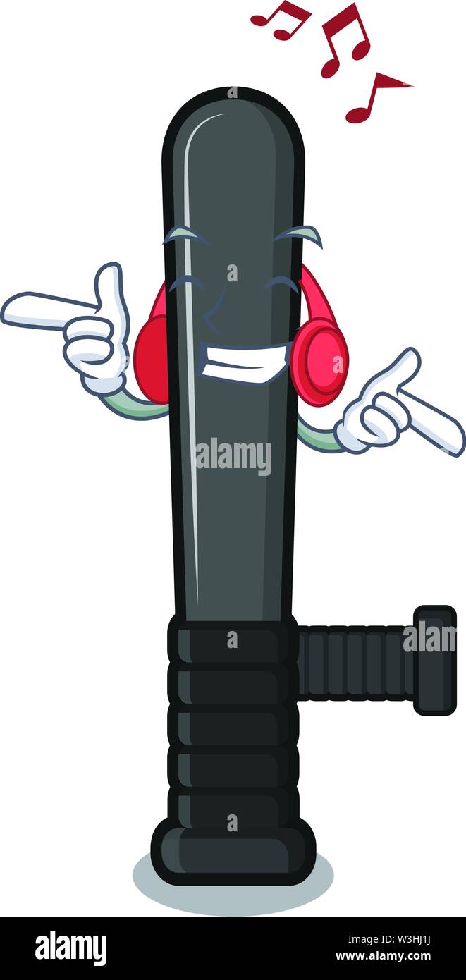 Listening music police baton is put cartoon table Stock Vector Image ...