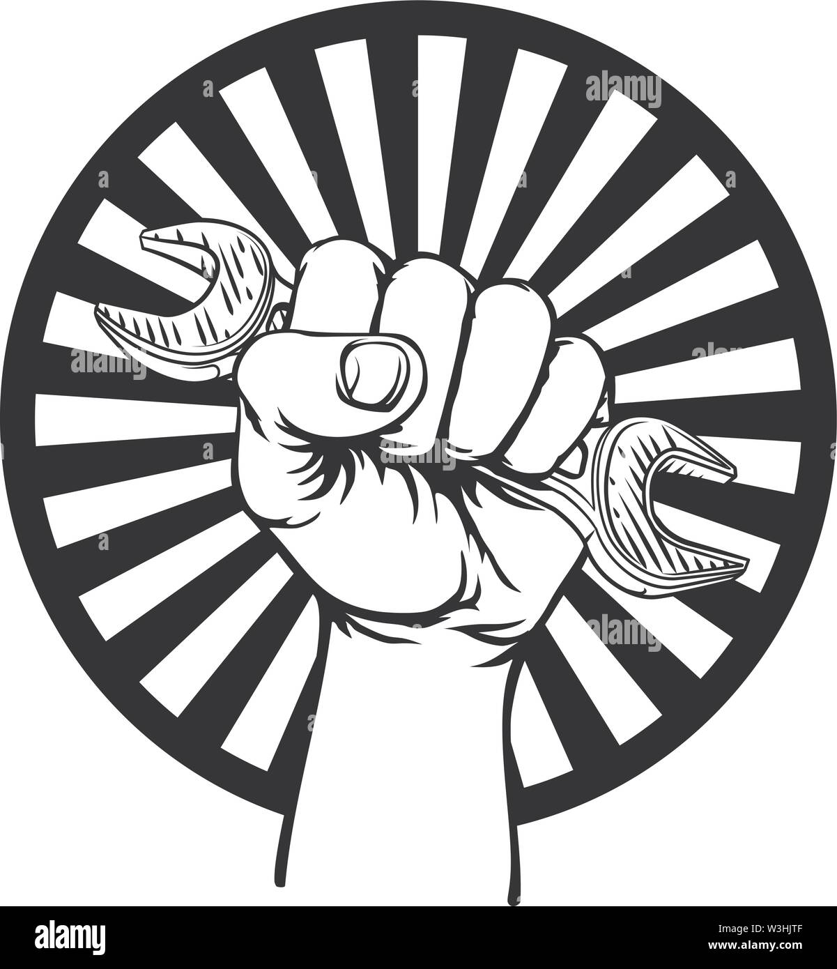 Hand Holding Plumber or Mechanic Wrench Spanner Stock Vector Image ...