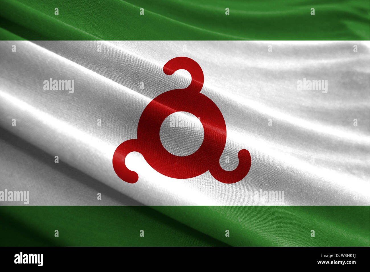 Realistic flag of Ingushetia on the wavy surface of fabric Stock Photo ...