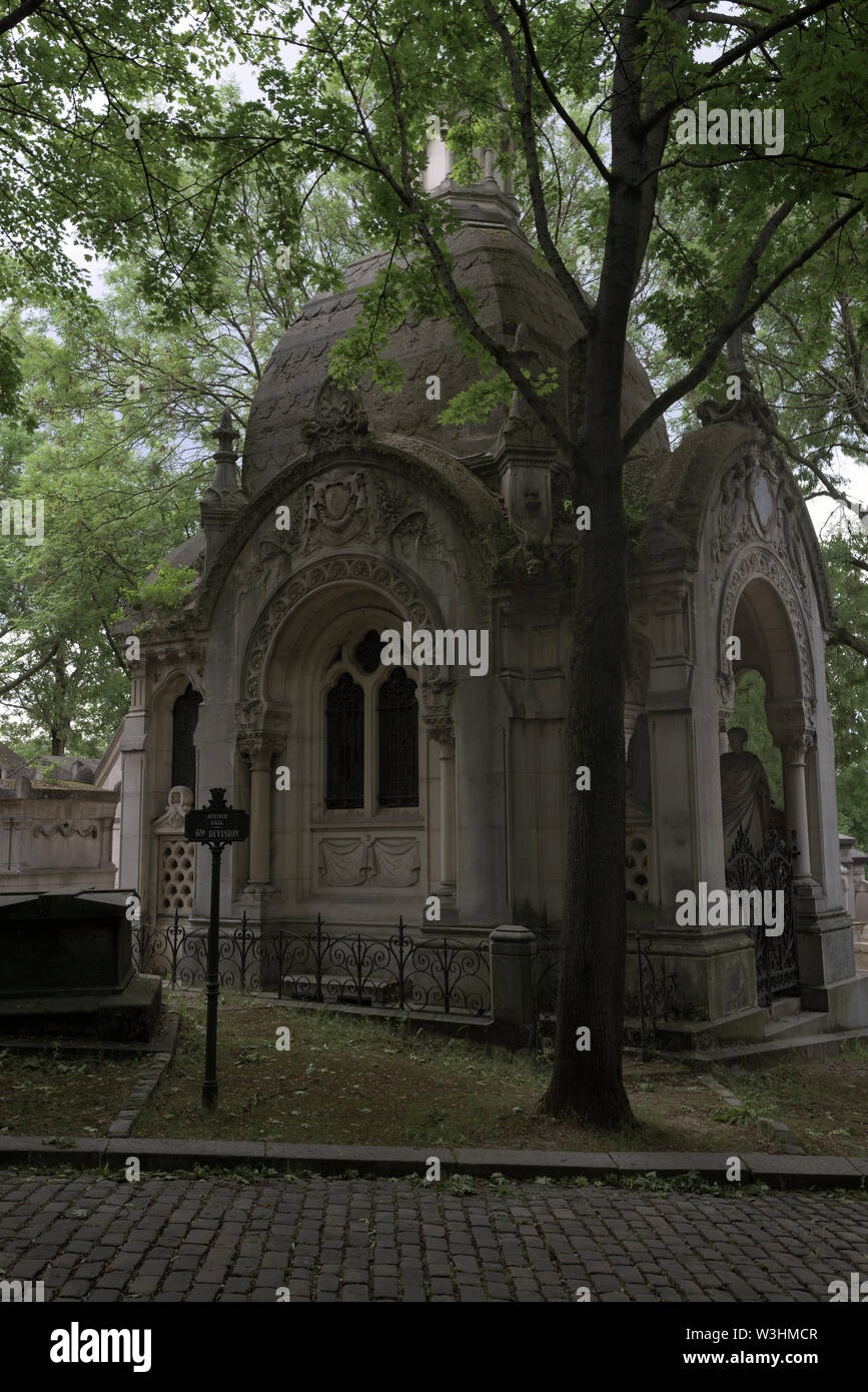 big stone crypt at the Pere Lachaise Cemetery, Paris, France Stock ...