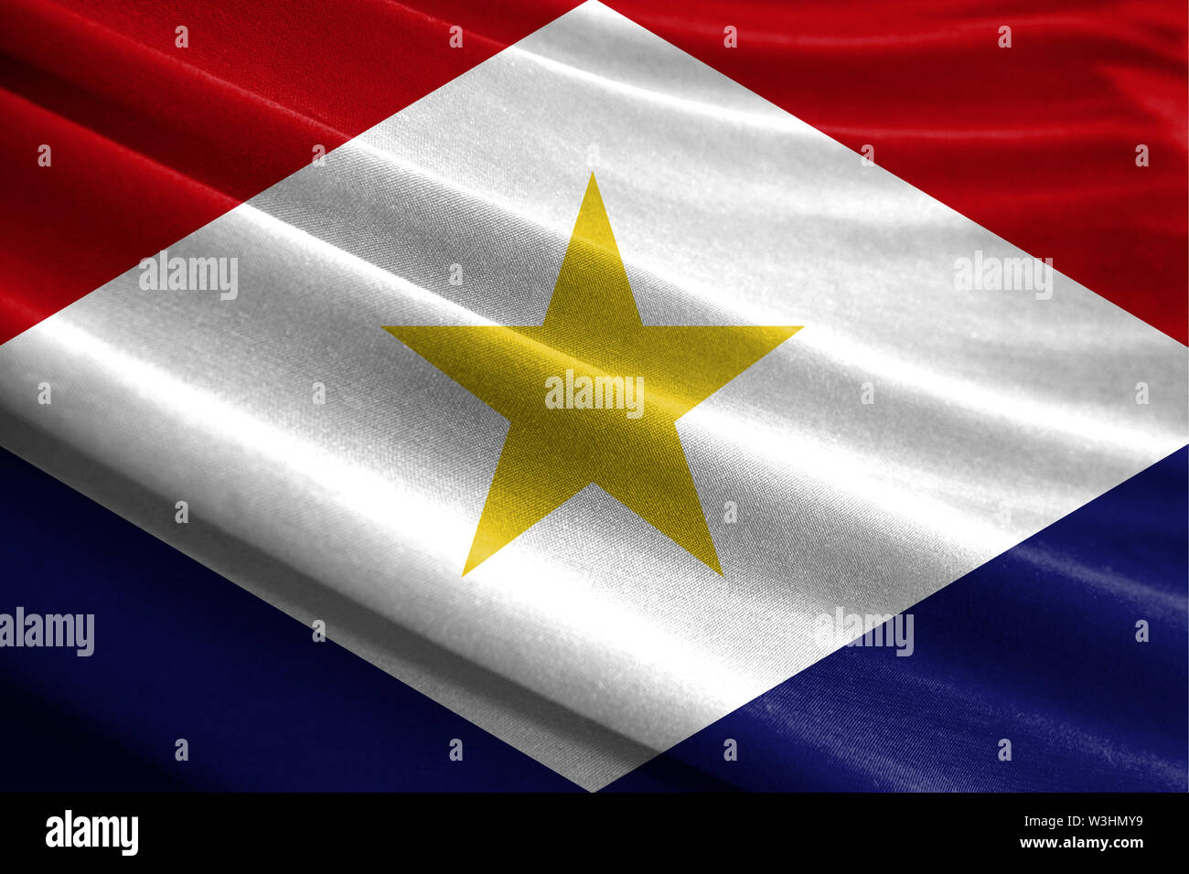 Realistic flag of Saba on the wavy surface of fabric Stock Photo - Alamy