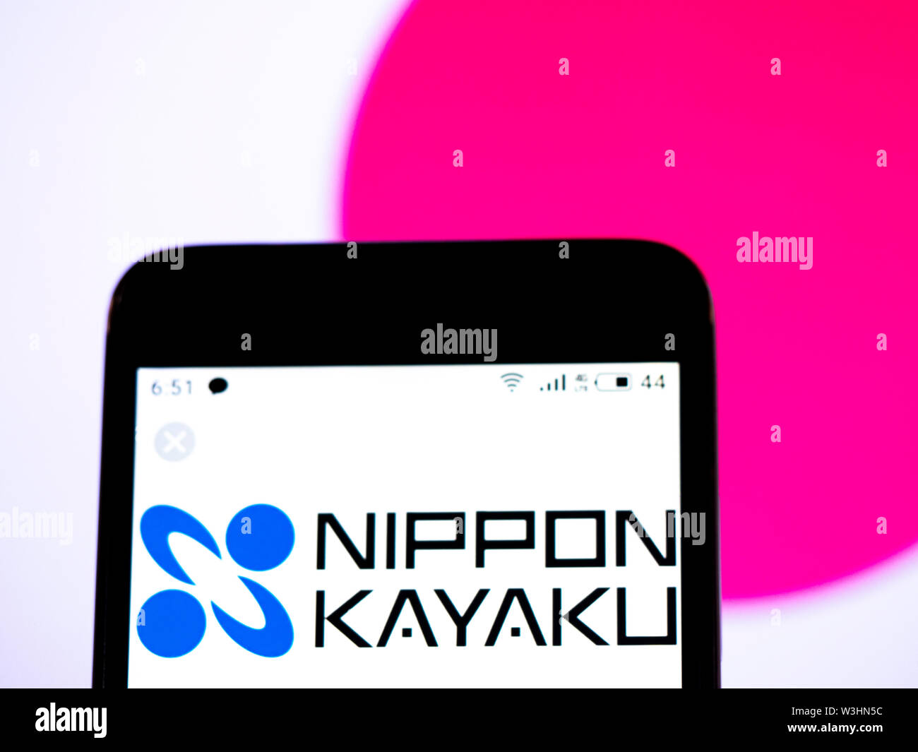 In this photo illustration the Nippon Kayaku Co., Ltd. logo is seen displayed on a smartphone ...