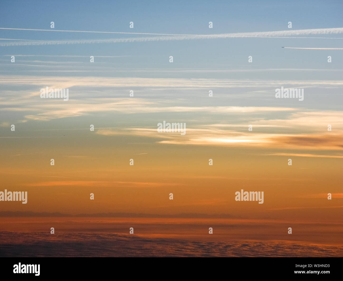 Aerial view of sunset and clouds over Europe Stock Photo - Alamy