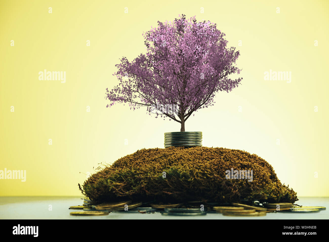 Money tree on a beautiful blue background Stock Photo - Alamy
