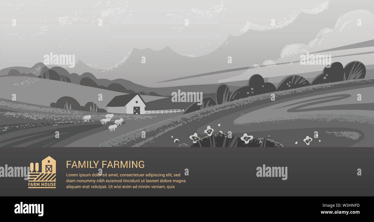 Vector template, banner or first screen for a landing page with a place ...