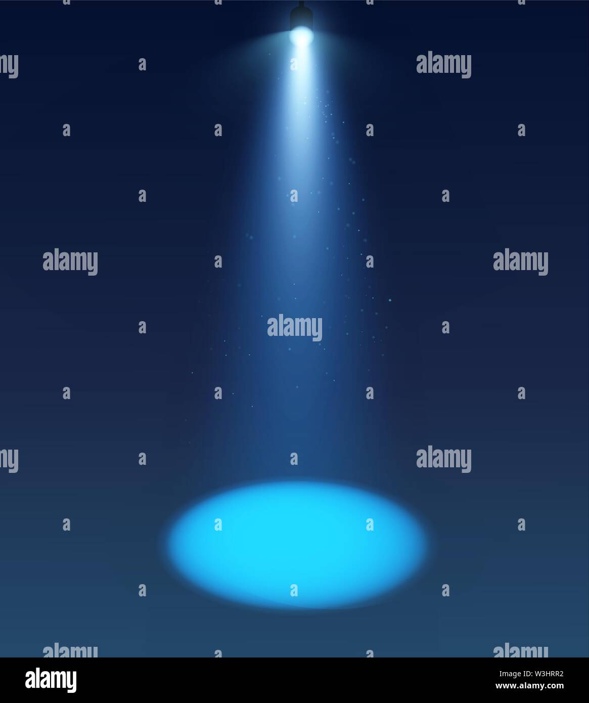 Realistic spotlights with blue light shining stage vector. studio ...