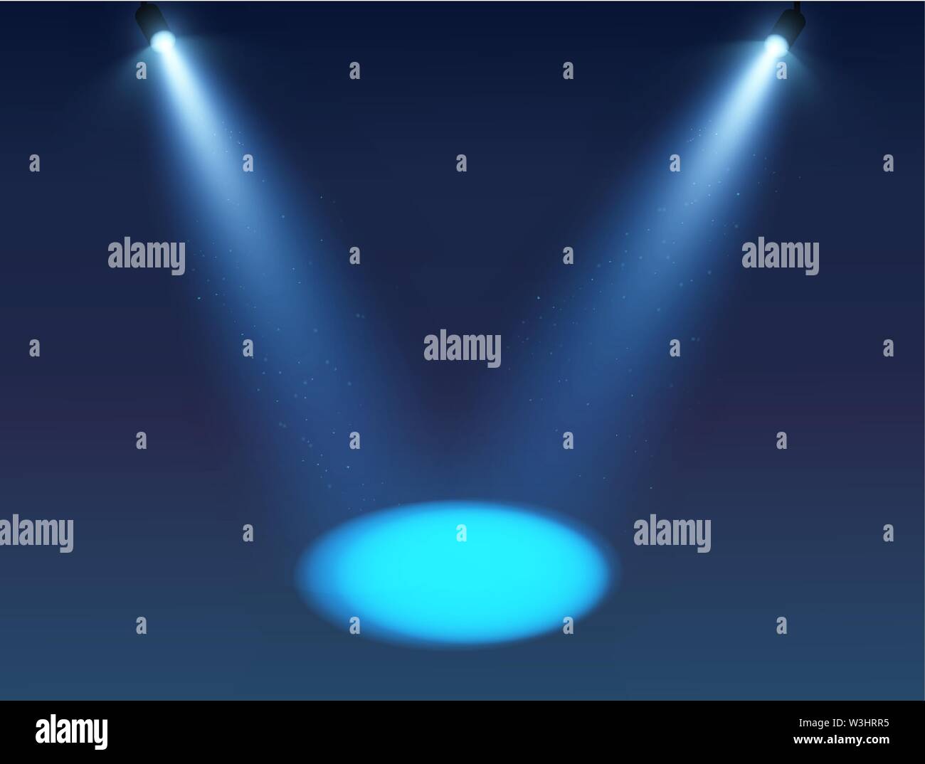 Blue Spotlight vector background. Illuminated effect form projector ...