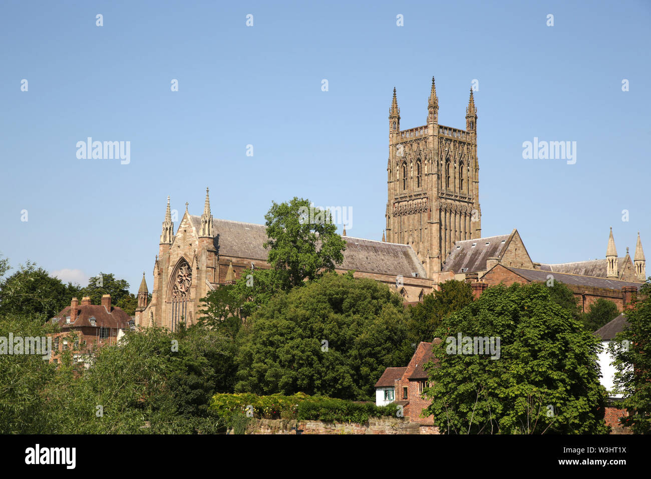 View of Worcester cathedral from the opposite side of the river Severn ...