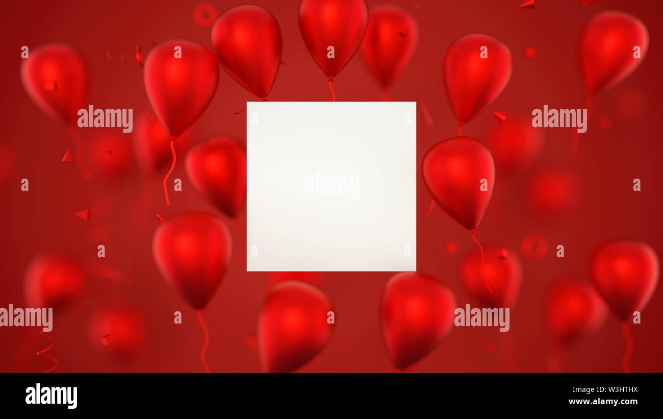 Gift card, birthday card with balloons. A balloons banner sign with ...