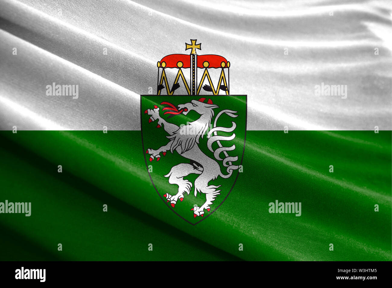 Realistic flag of Styria on the wavy surface of fabric Stock Photo - Alamy