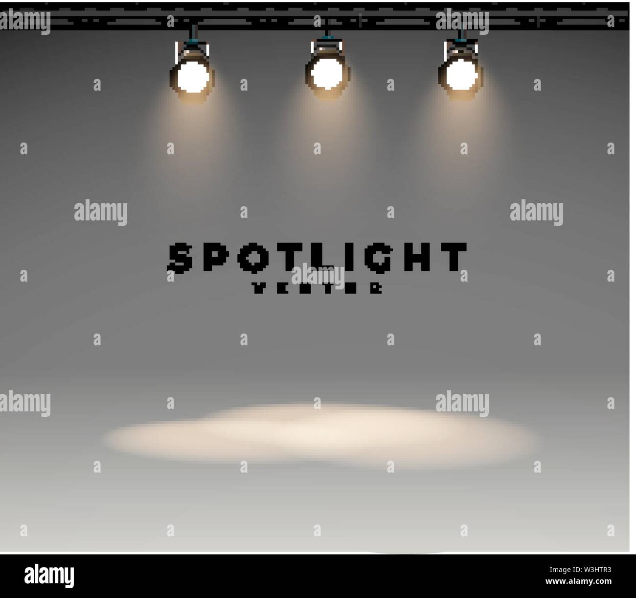 Spotlights with bright white light shining stage vector set ...