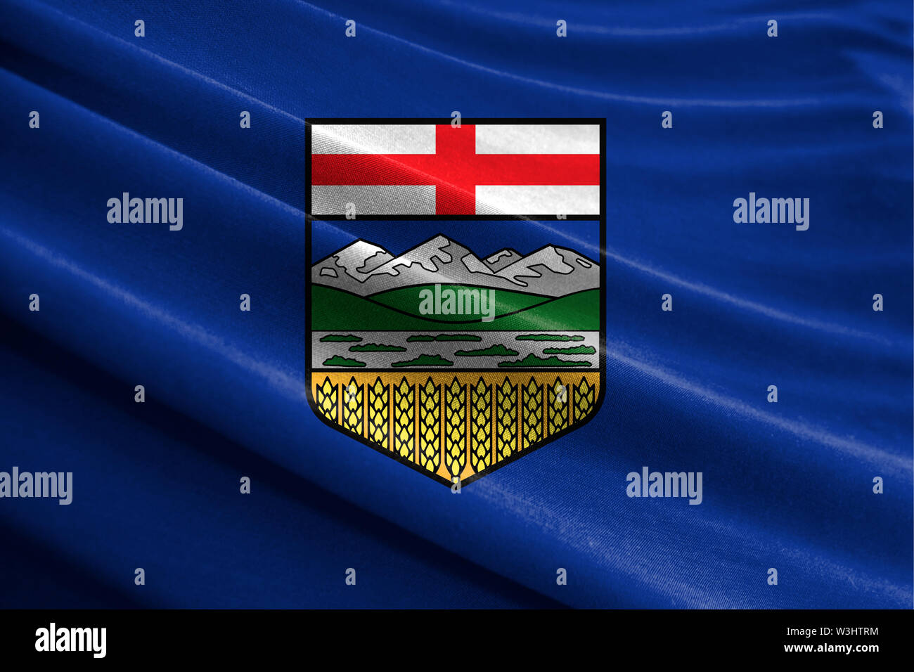 Realistic flag of Alberta on the wavy surface of fabric Stock Photo - Alamy