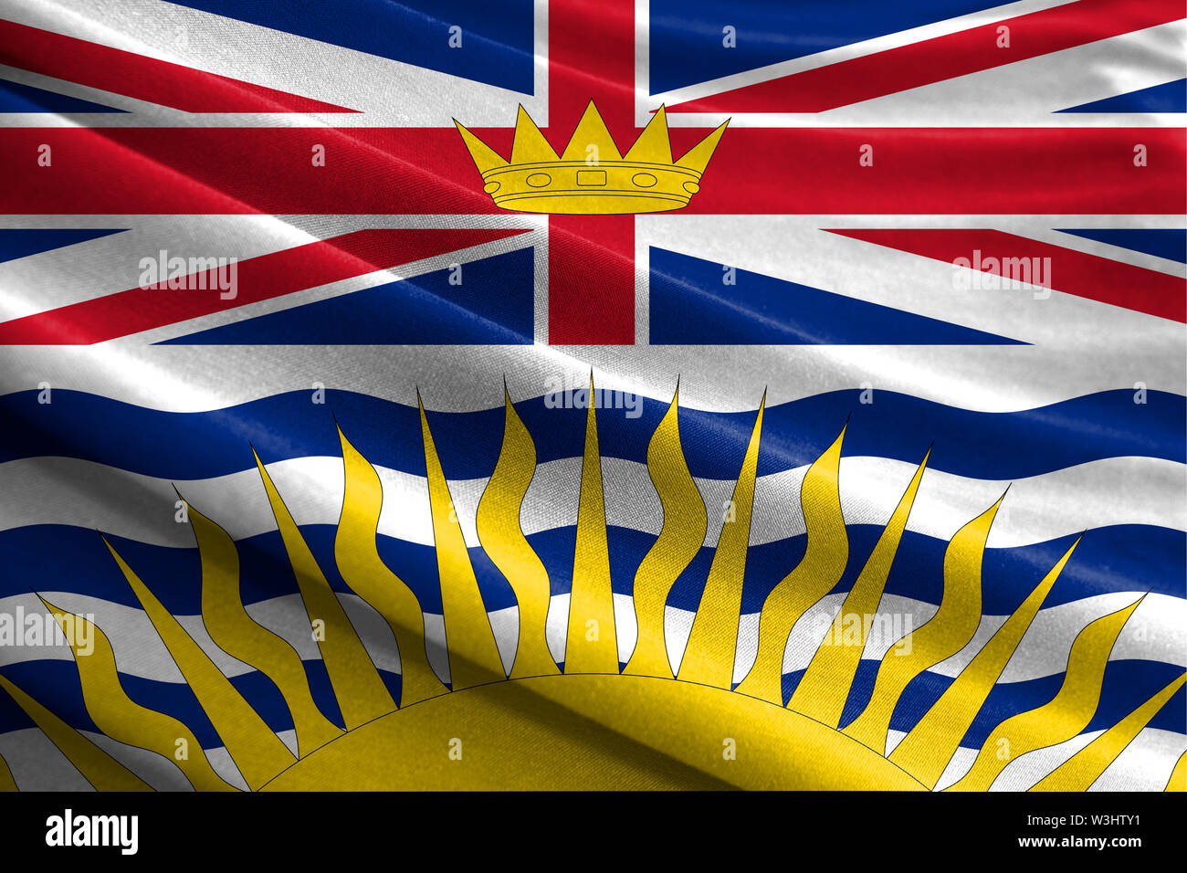 Realistic flag of British Columbia on the wavy surface of fabric Stock ...