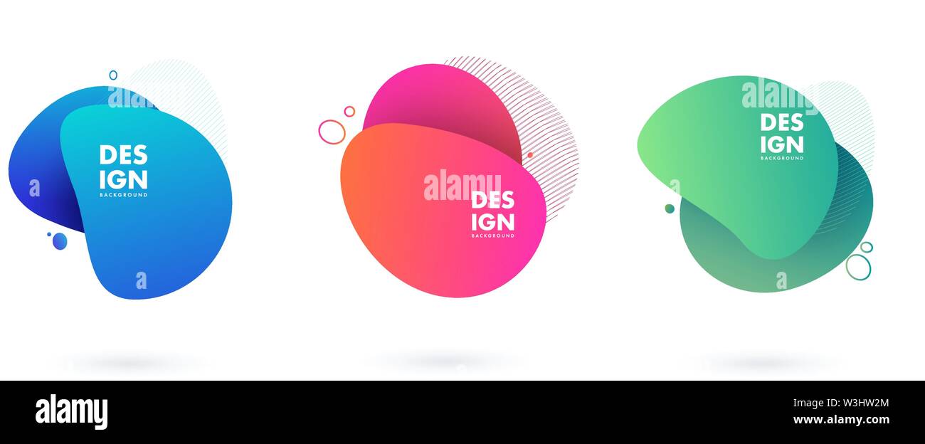 Set of abstract modern graphic elements. Dynamical colored forms and ...