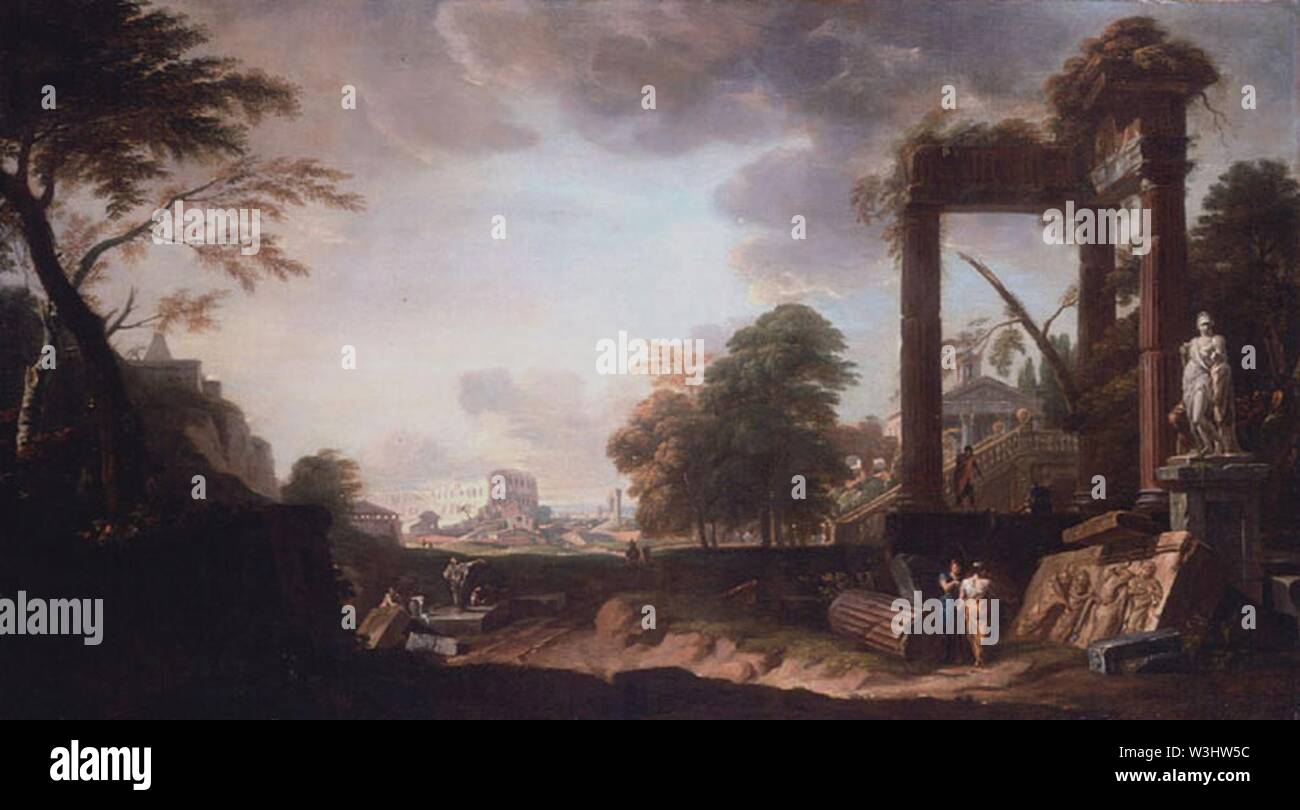 Classical capriccio of Rome - Marco Ricci Stock Photo - Alamy