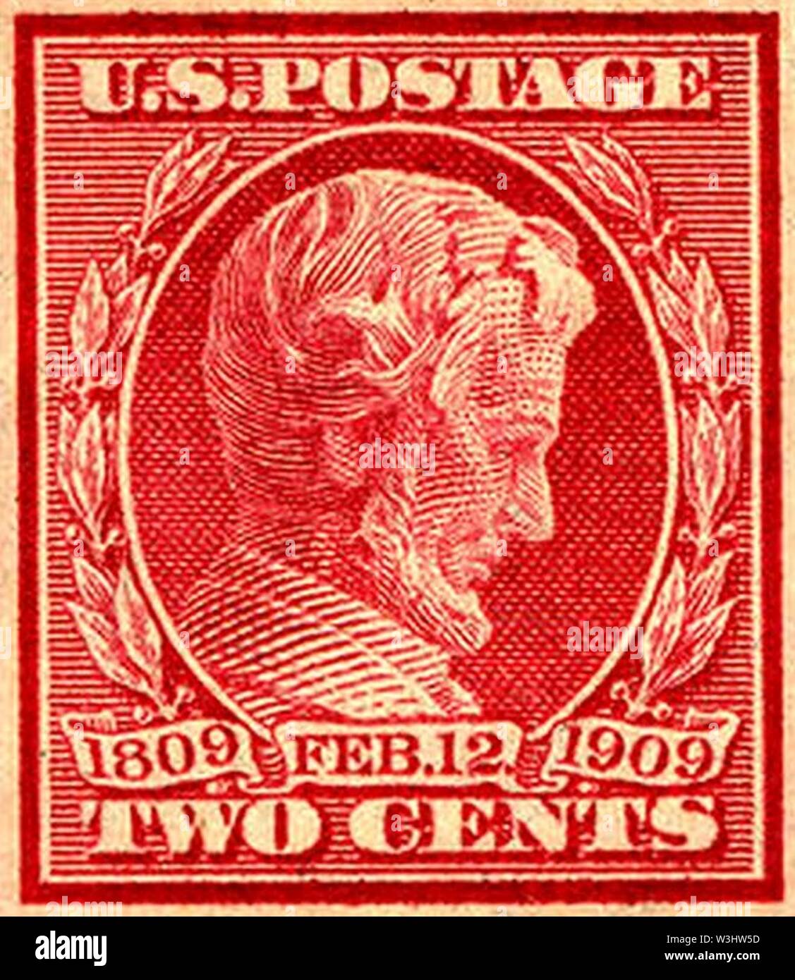 Classic engraving of Lincoln 1909 Issue-2c Stock Photo - Alamy