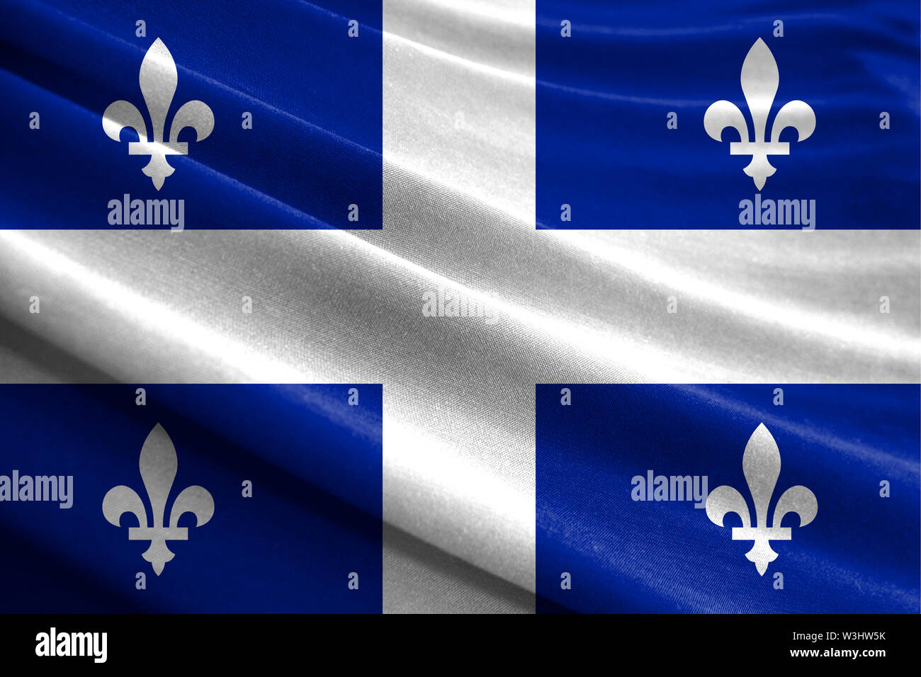 Realistic flag of Quebec on the wavy surface of fabric Stock Photo - Alamy