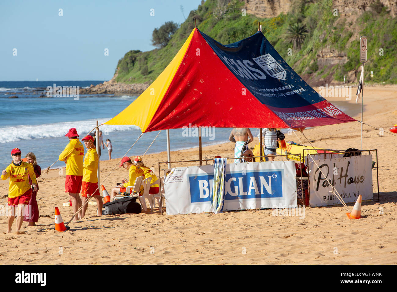 Surf rescue volunteers on Bilgola Beach in Sydney Australia Stock Photo ...