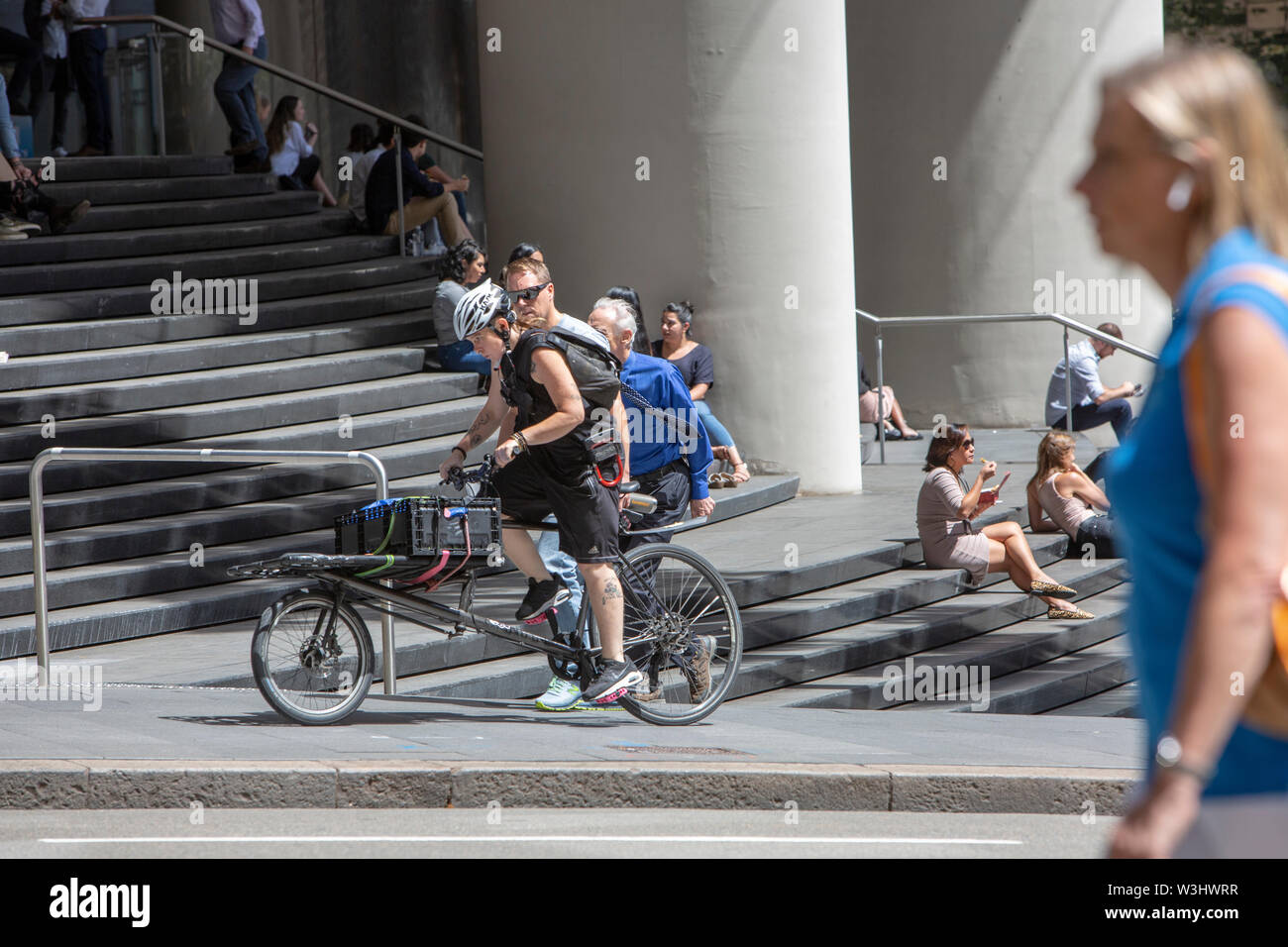 Bicycle city street helmet hi-res stock photography and images - Alamy