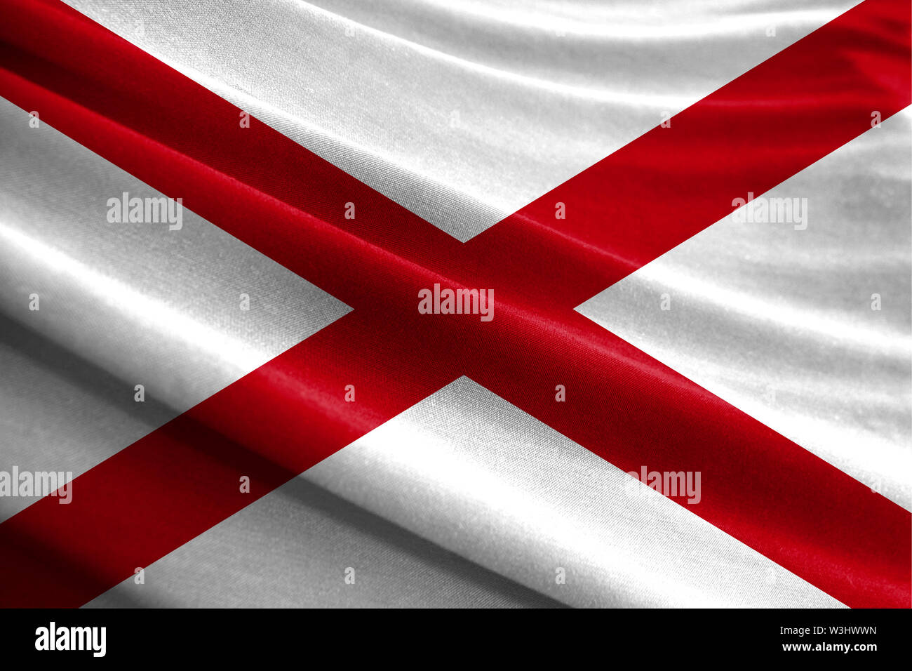 Realistic flag State of Alabama on the wavy surface of fabric Stock ...